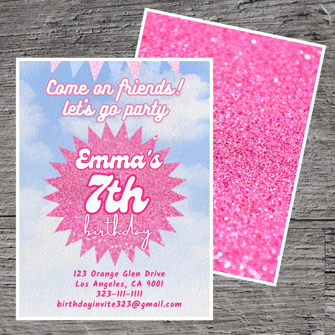 Pink Theme Birthday Party Invitation Template, Pinkish Color Flower ...