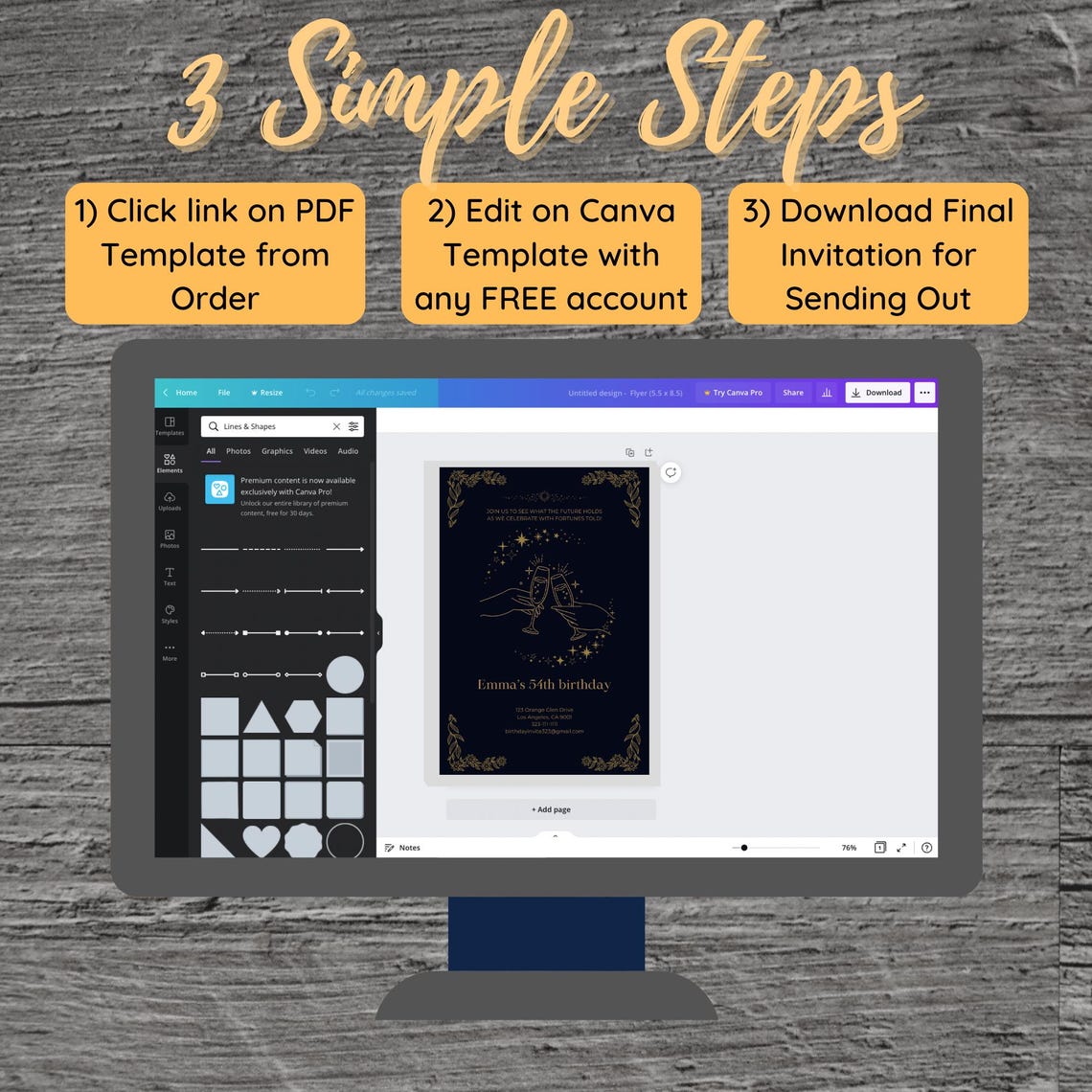 Psychic Telling for Emma Theme Birthday Party Invitation Template, Palm ...