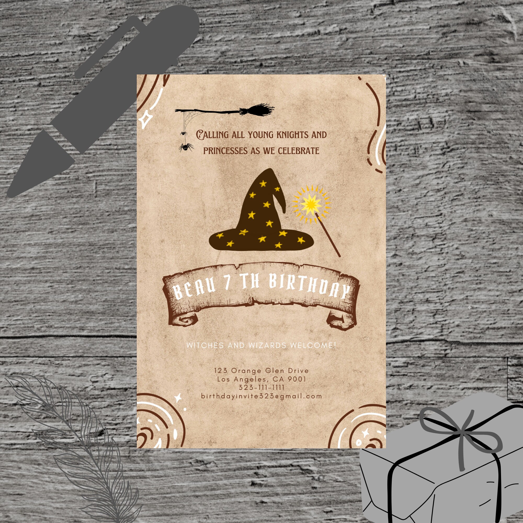 Wizard for Beau Theme Birthday Party Invitation Template, Magical Party ...