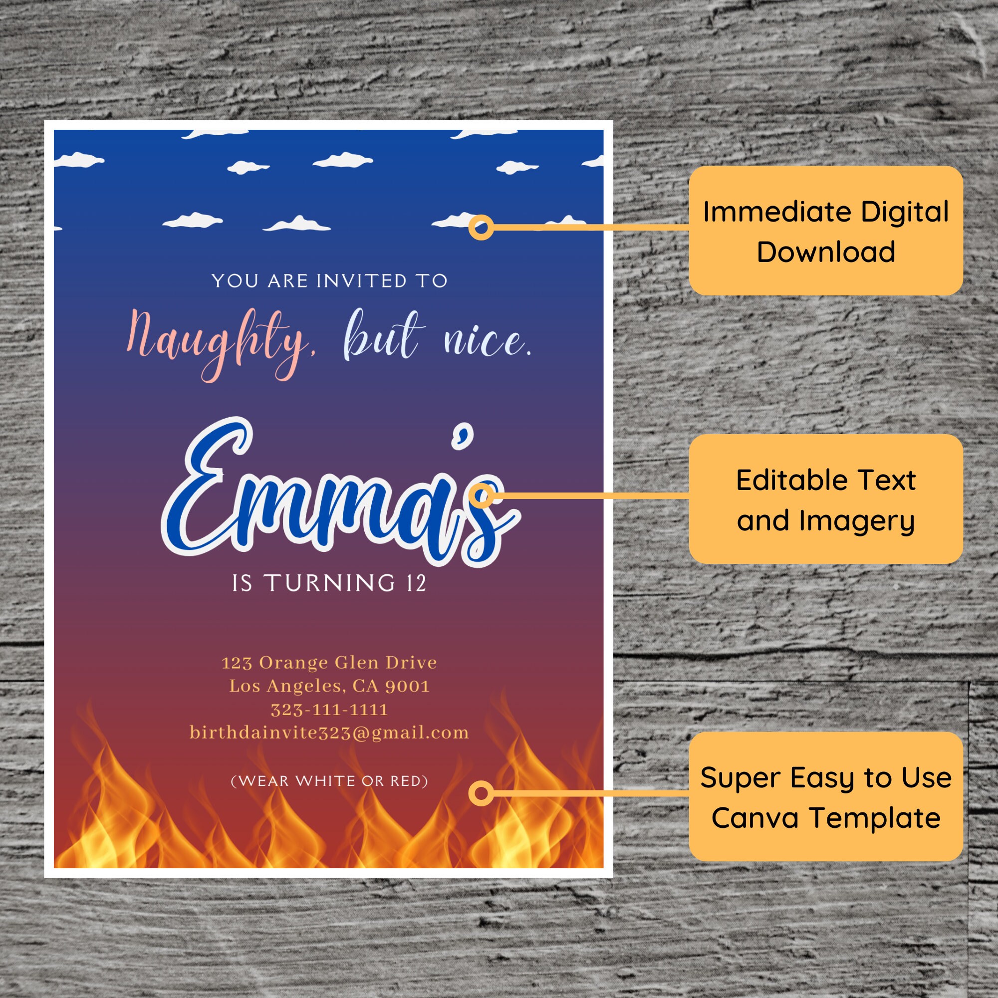 Heaven and Hell Theme Birthday Party Invitation, Afterlife Underworld ...