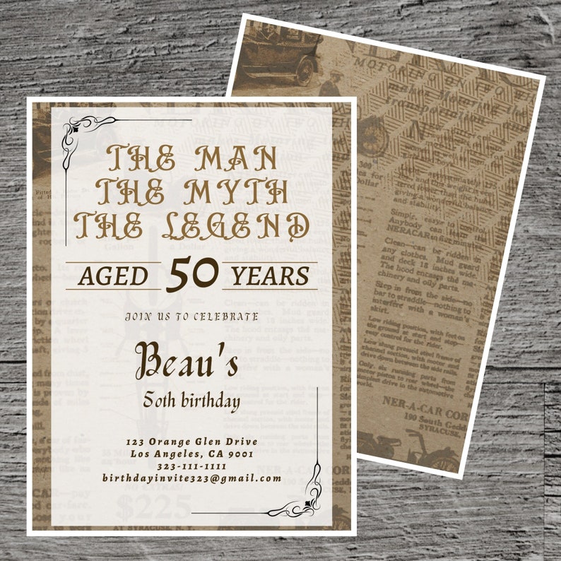 Vintage Old Fashioned Theme Birthday Party Invitation Template ...