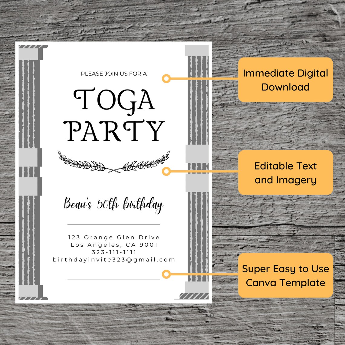 Toga Theme Birthday Party Invitation, Attire Roman Classic Tradition ...
