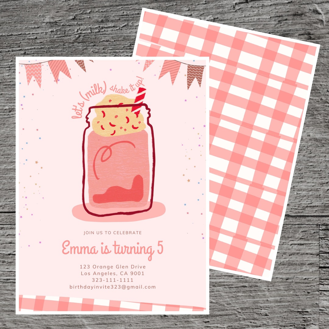 Milkshake Theme Birthday Party Invitation Template, Drink Frappe Milk ...