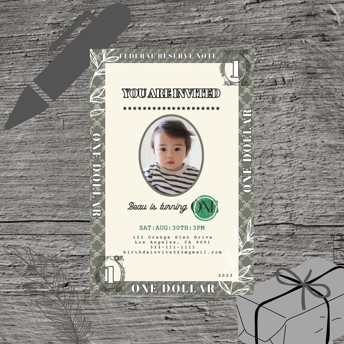 Money Theme Birthday Party Invitation Template, Cash Currency Coin Fund ...