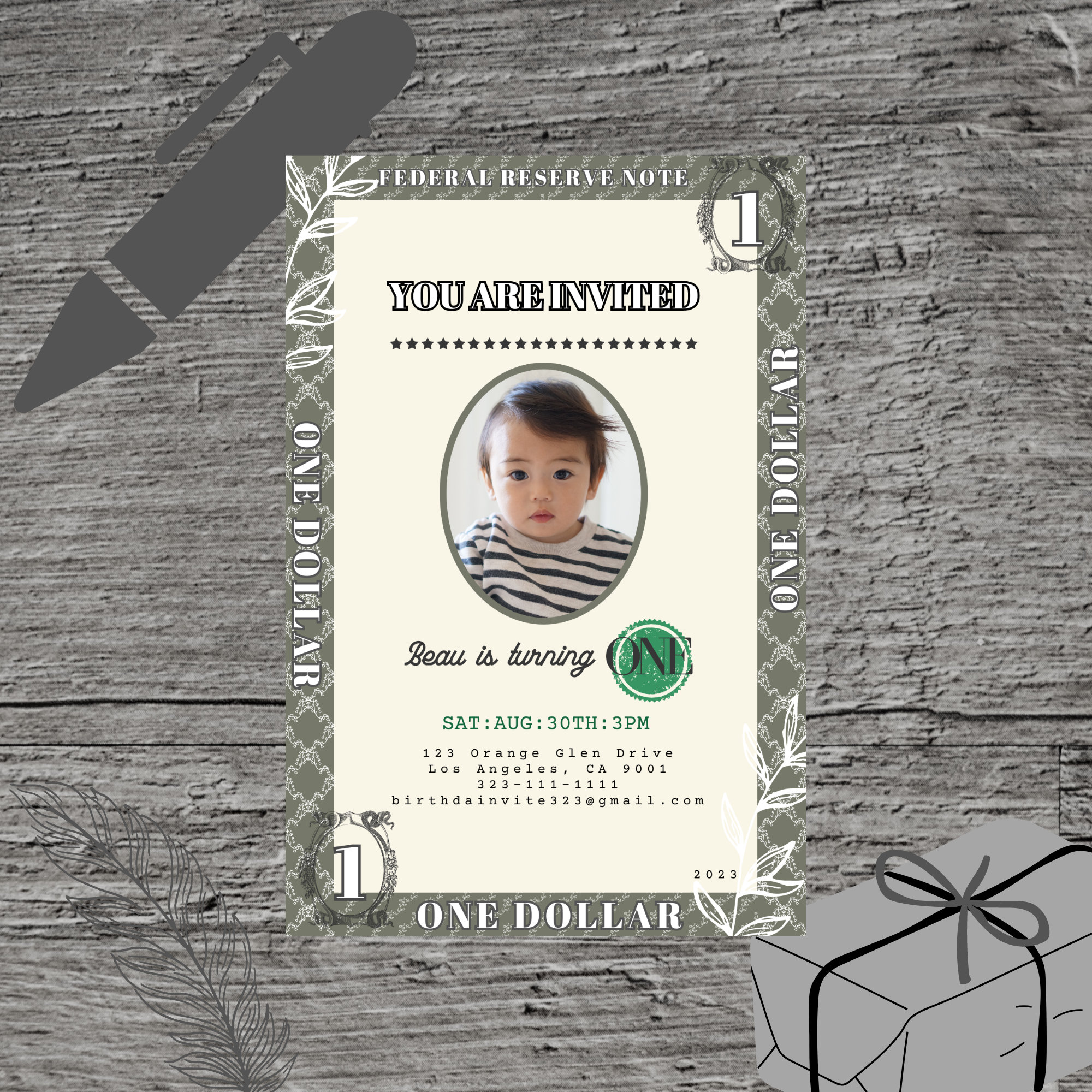 Money Theme Birthday Party Invitation Template, Cash Currency Coin Fund ...