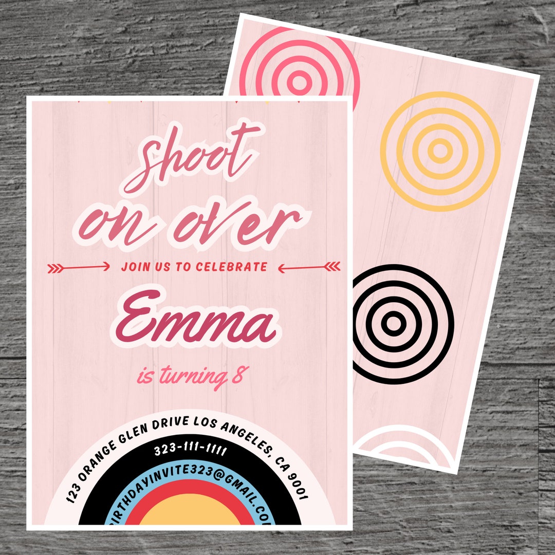 Archery for Emma Theme Birthday Party Invitation Template, Arrows ...
