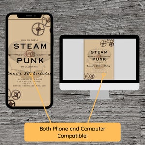 Steampunk Theme Birthday Party Invitation Template, Anachronism Engine ...