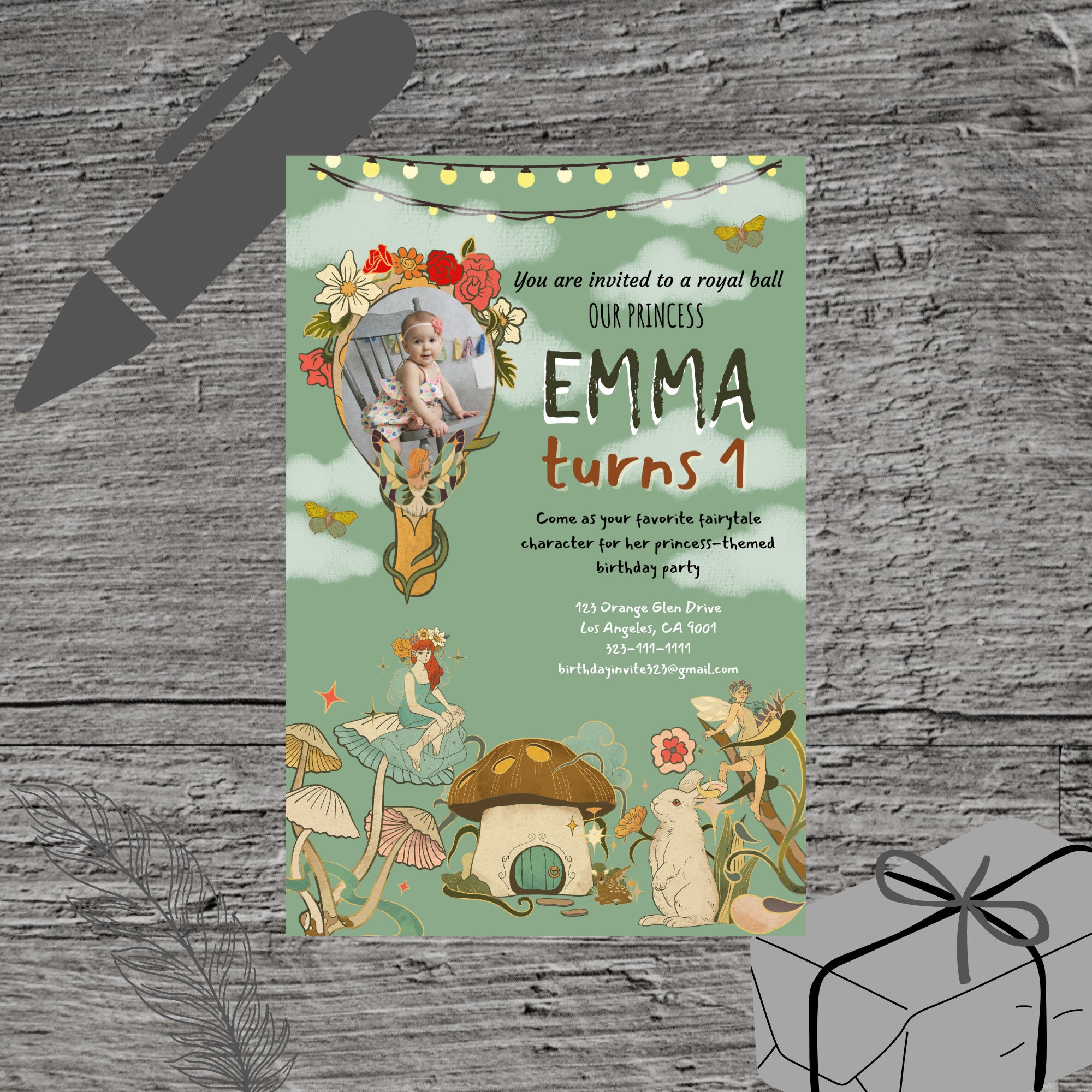 Fairy Tale Birthday Party Invitation, Princess Story Fantasy Character ...