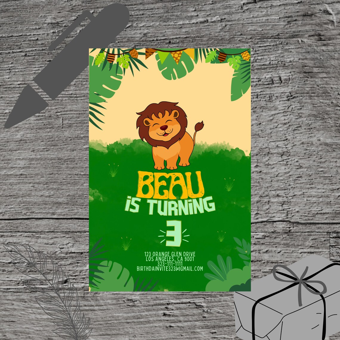 Lion Party Invitation Template, Animal King Beast Carnivore Zoo Africa ...