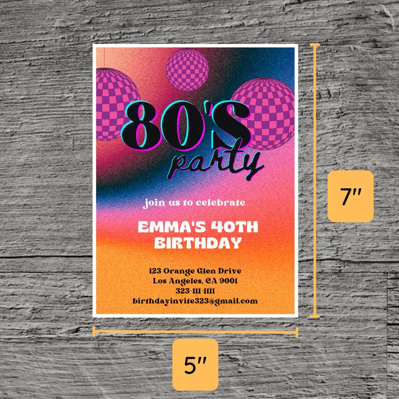 Retro 80s Birthday Party Invitation, Vintage Throwback Groovy Nostalgic ...