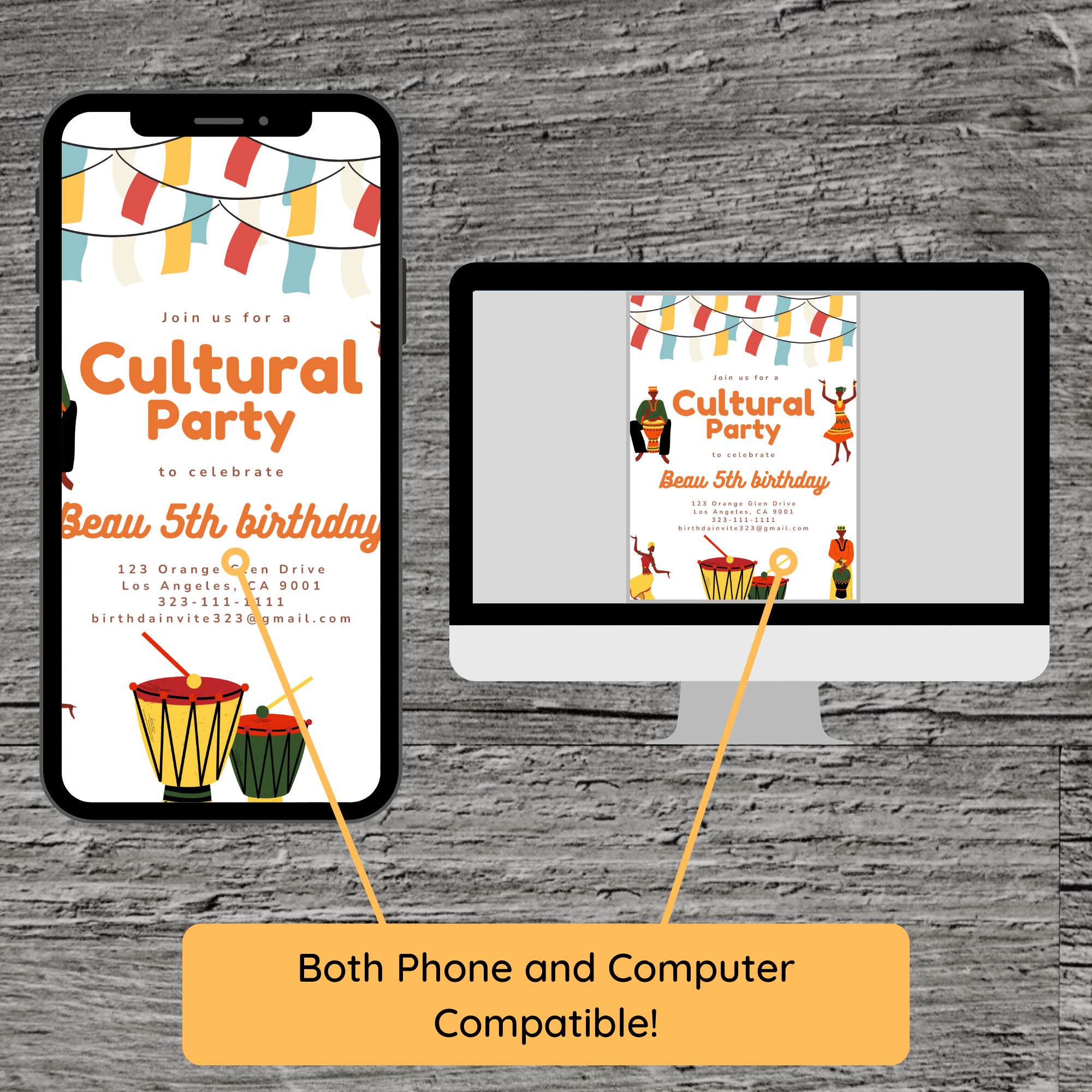 Cultural Party for Beau Theme Birthday Party Invitation Template ...