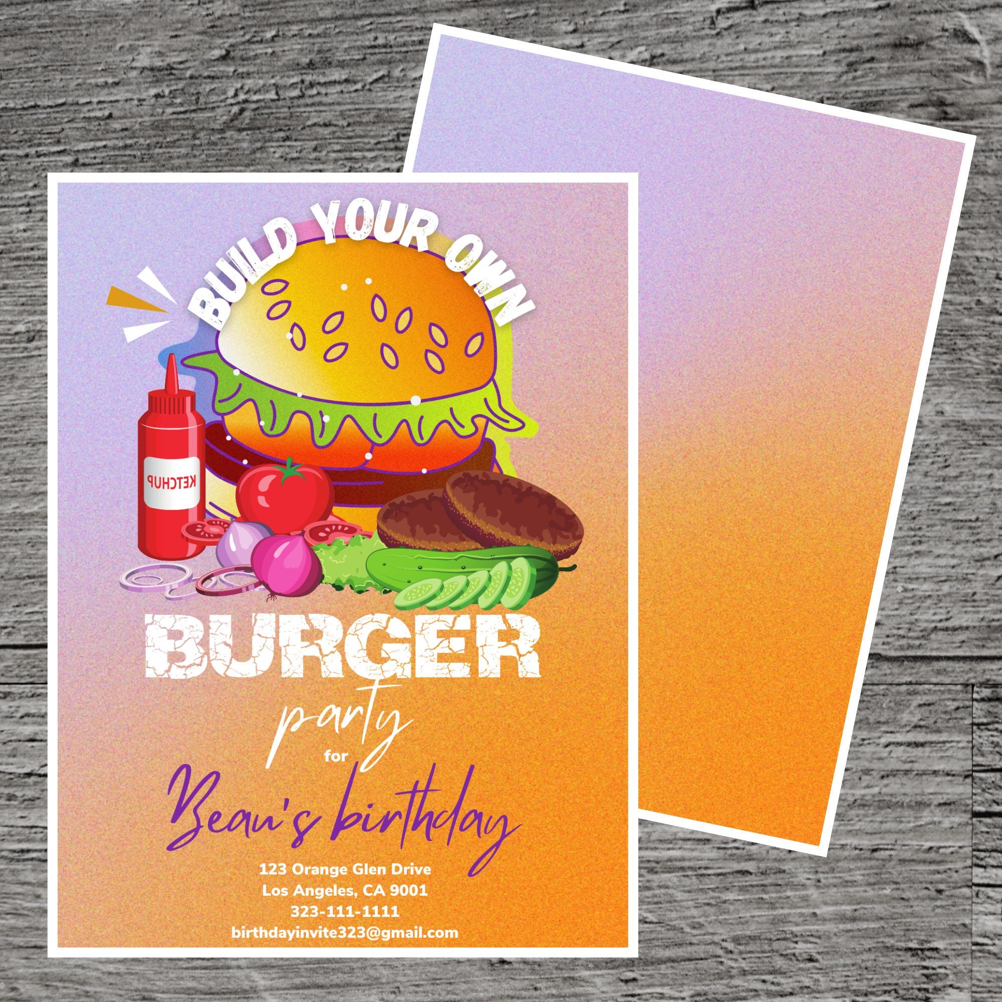Build Your Own Burger Dinner Birthday Party Invitation, Cheeseburger ...