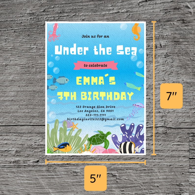 Ocean Theme Birthday Party Invitation, Under the Sea Waves Explore ...