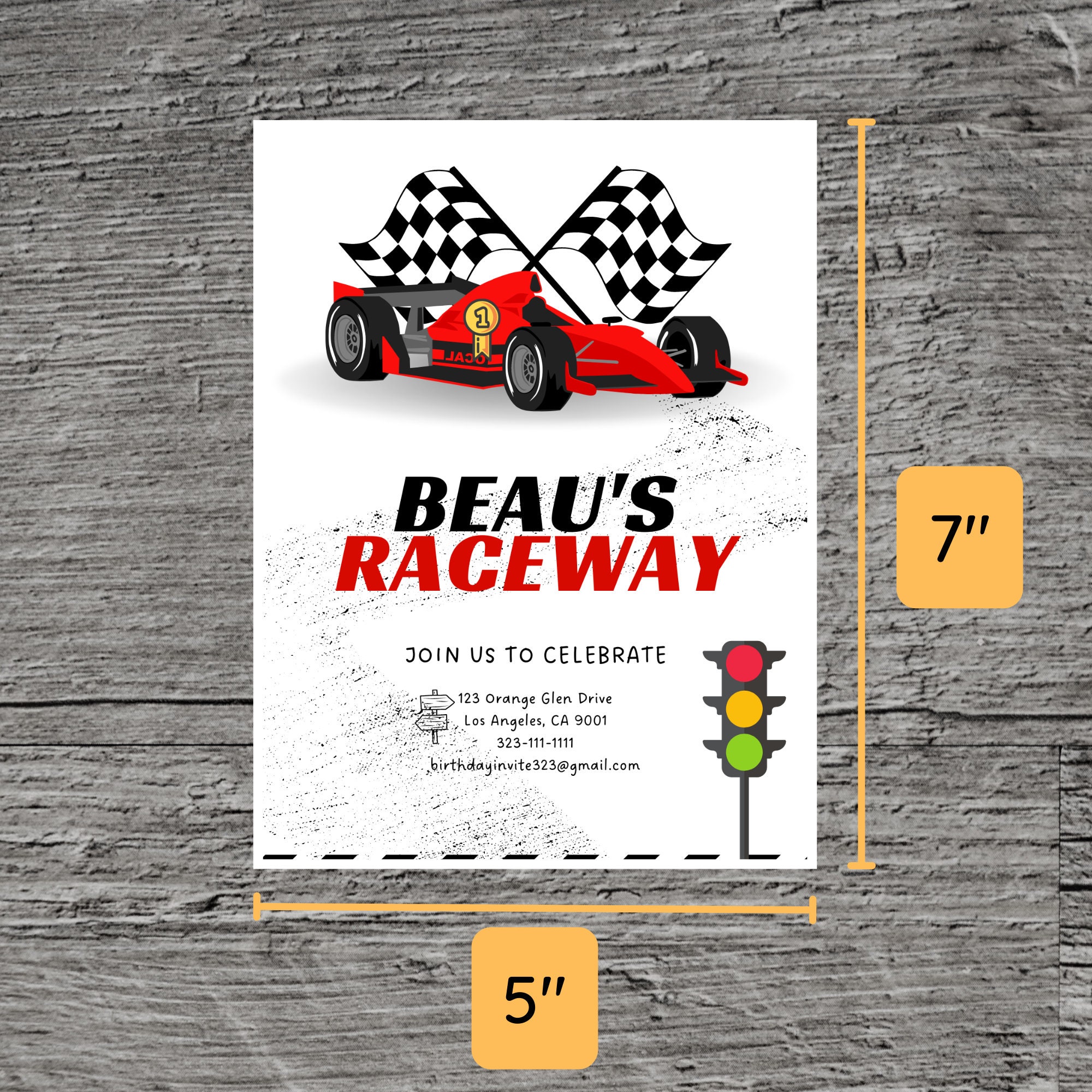 Race Car Driving Theme Birthday Party Invitation Template, Racetrack Go ...
