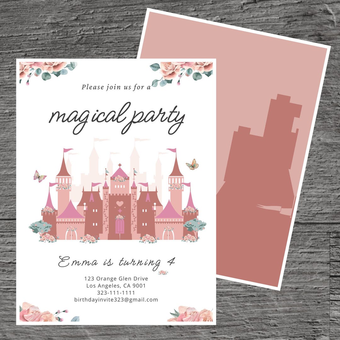 Castle Party for Emma Theme Birthday Party Invitation Template, Kingdom ...