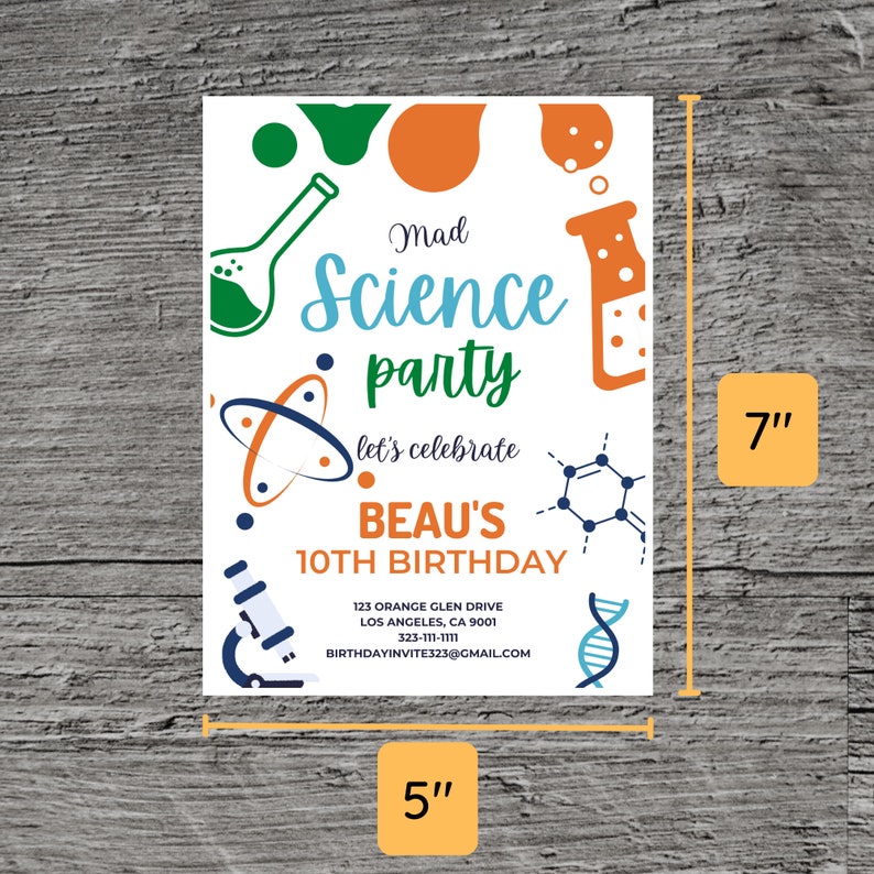 Mad Scientist Theme Birthday Party Invitation Template, Science ...