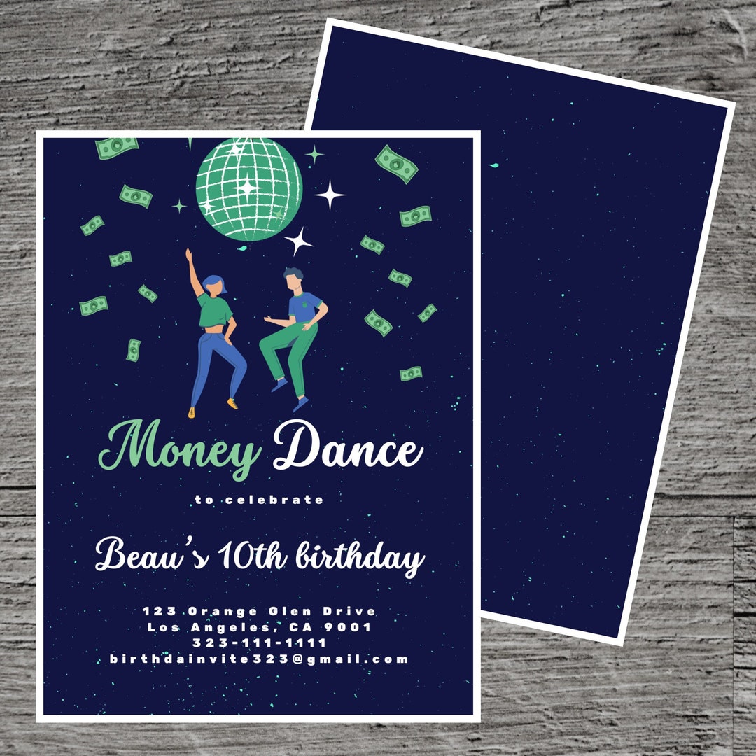 Moneydance Theme Birthday Party Invitation, Cash Happy Party Wealth ...