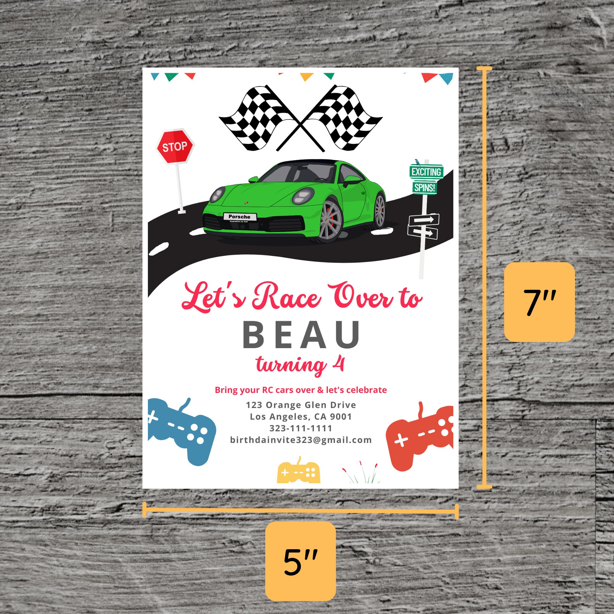 Remote Control Cars Theme Birthday Party Invitation, RC Car Motor ...