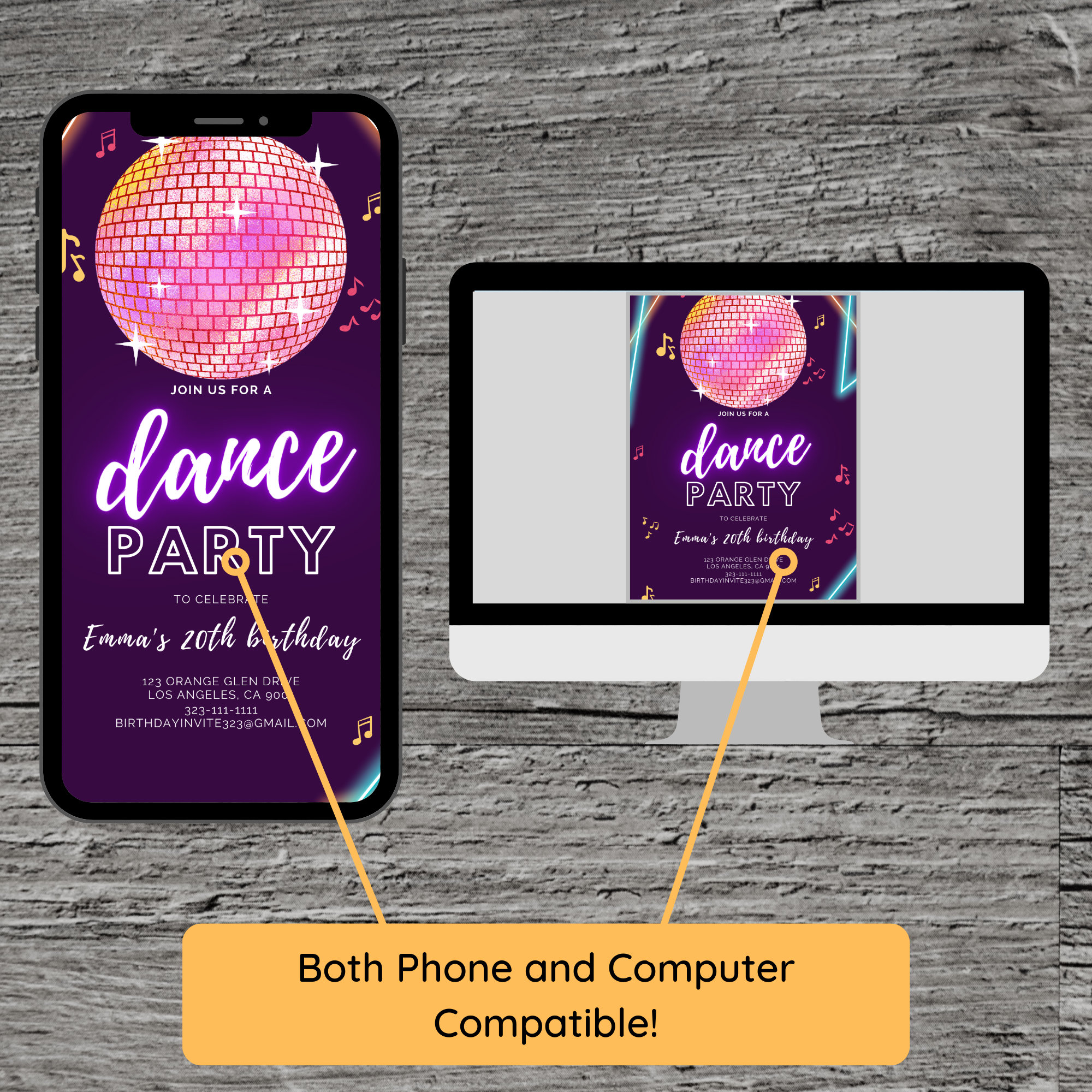 Dance Party Birthday Party Invitation, Music Nightclub Dance Teenagers ...