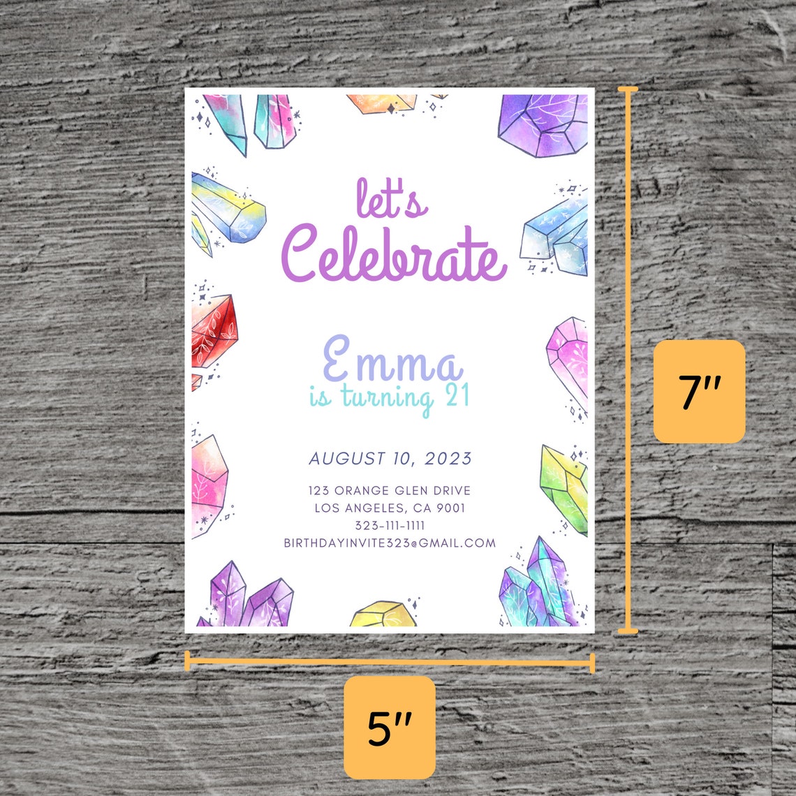Gemstone Theme Birthday Party Invitation Template, Mineral Crystal ...