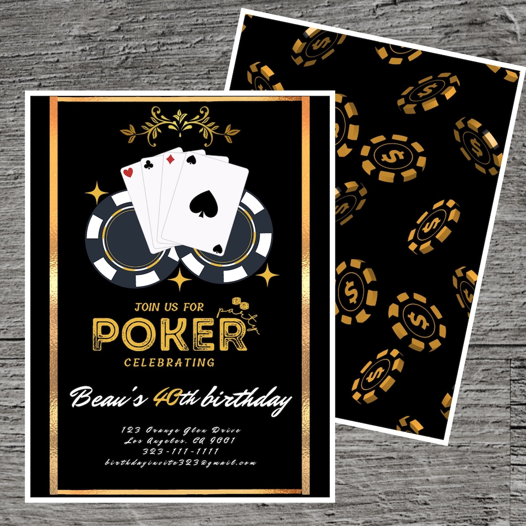 Poker Night Party Invitation, Birthday Casino Home Gathering Gamble ...
