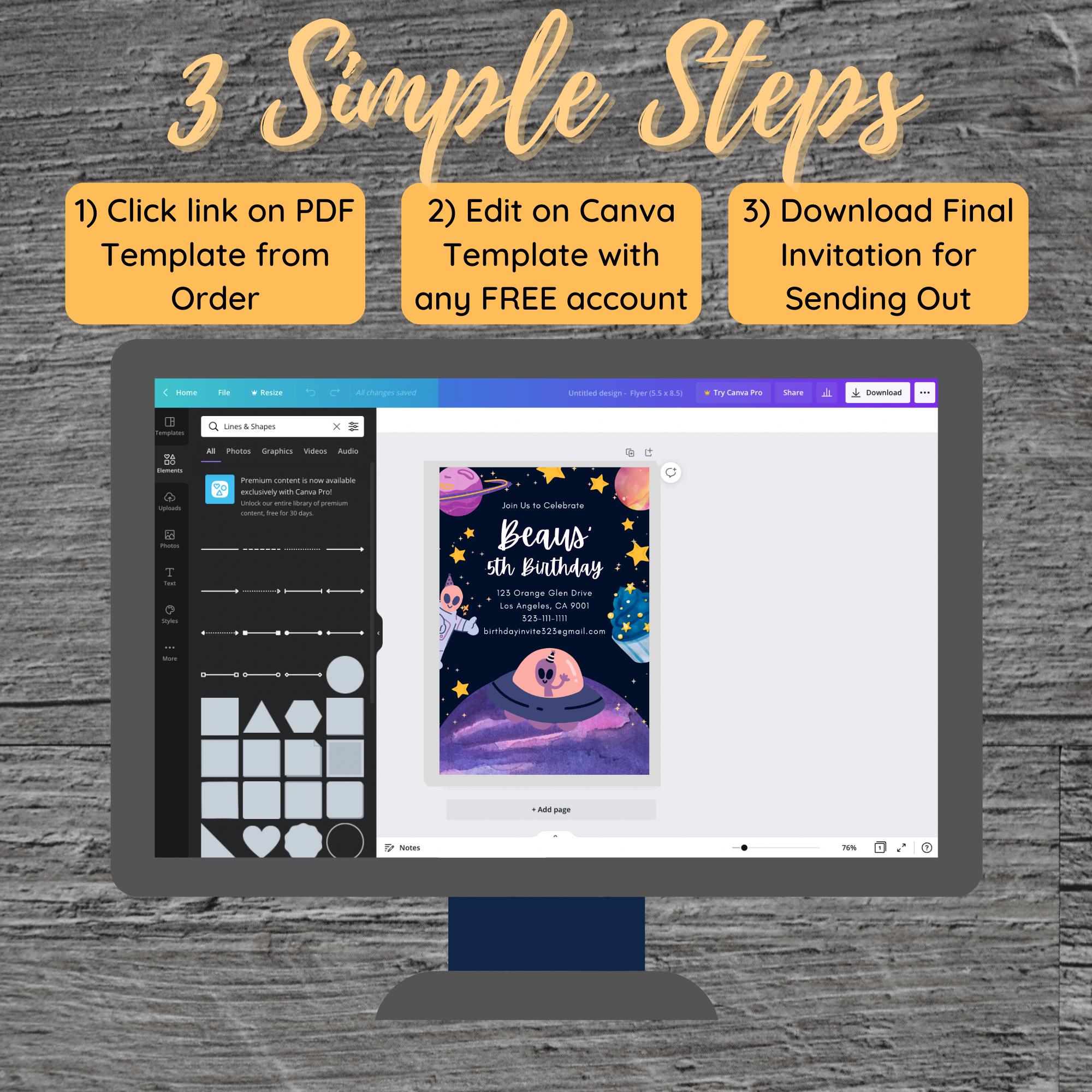 Aliens for Beau Theme Birthday Party Invitation Template, Stranger ...