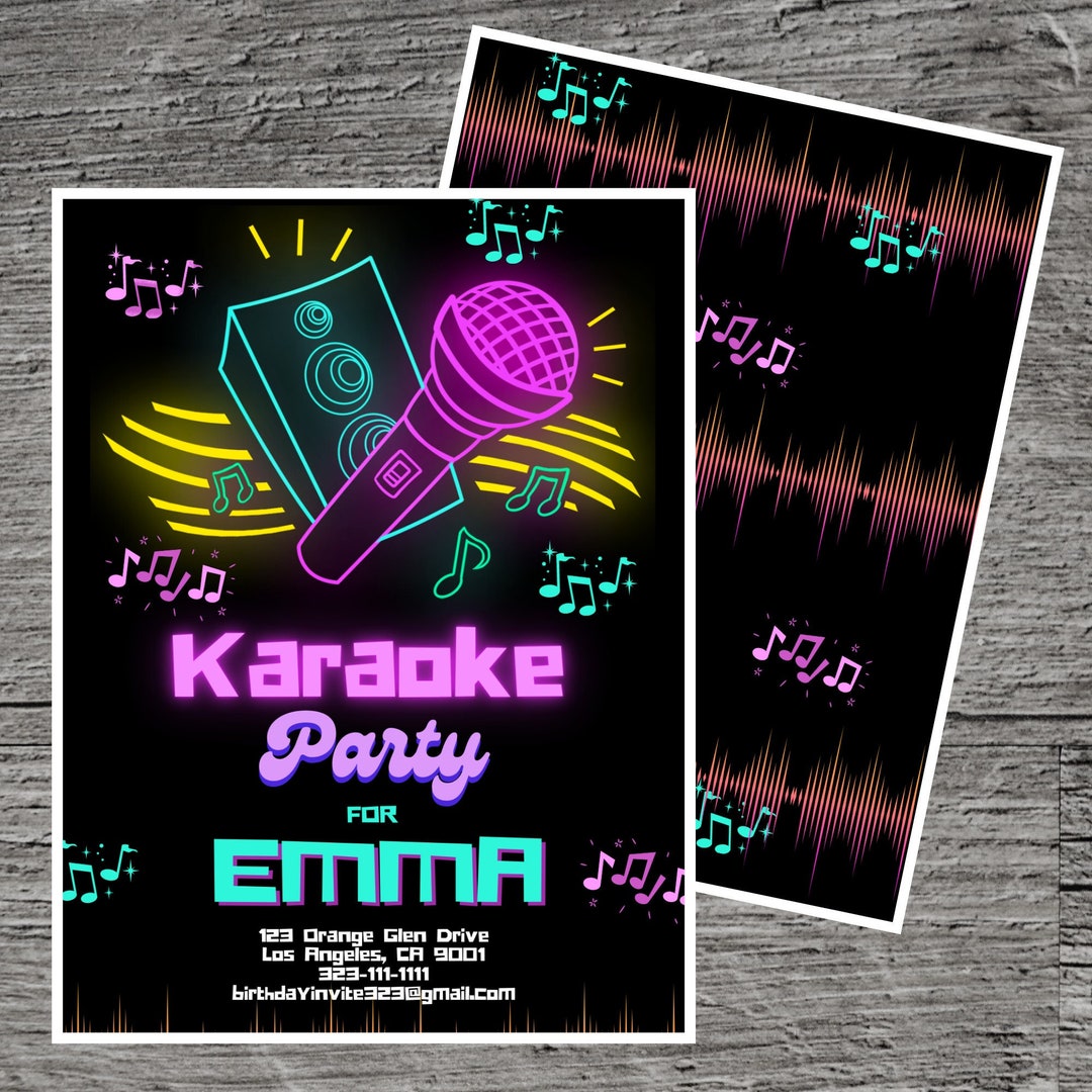 Plantilla de invitación a fiesta de cumpleaños para cantar en karaoke ...