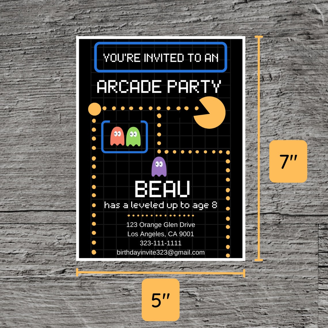 Arcade Theme Birthday Party Invitation, Video Games Teenager Amusement ...