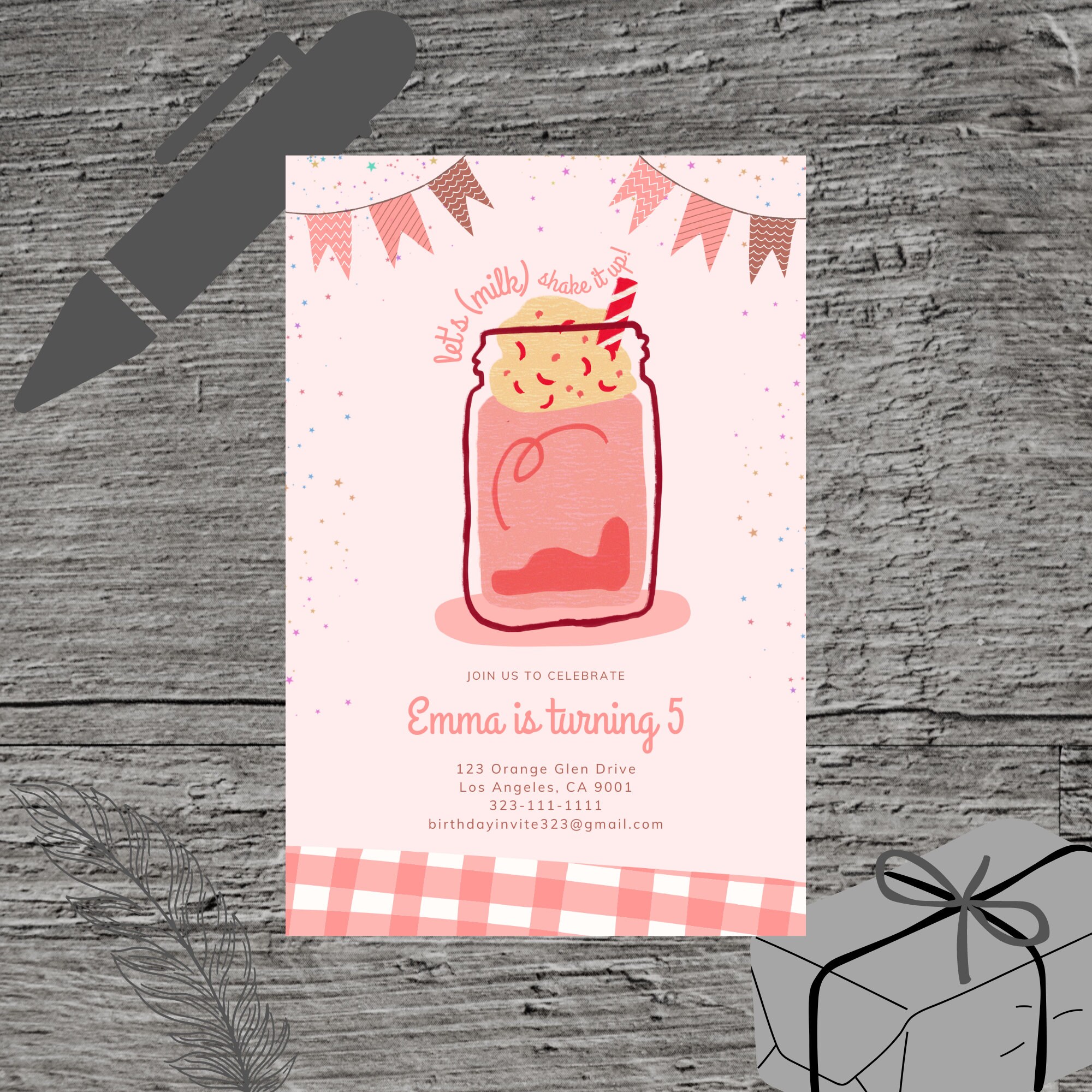Milkshake Theme Birthday Party Invitation Template, Drink Frappe Milk ...