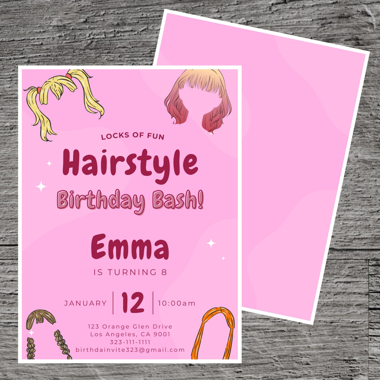 Hairstyles Theme Birthday Party Invitation Template, Pixie Bob Layers ...