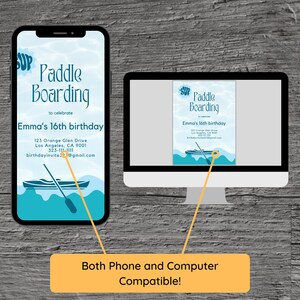 Paddleboarding for Emma Theme Birthday Party Invitation Template ...