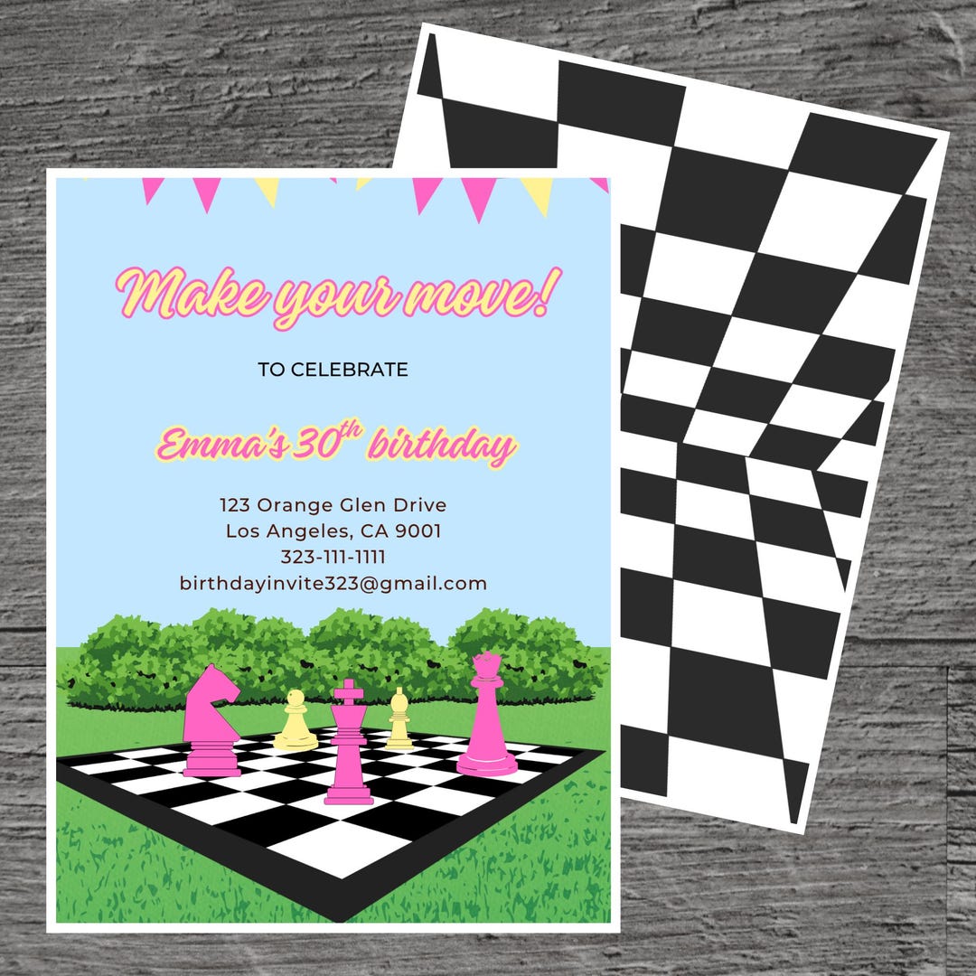 Giant Backyard Games for Emma Theme Birthday Party Invitation Template ...