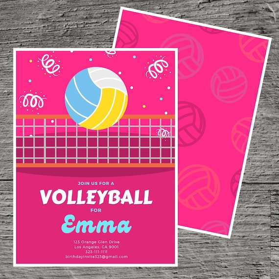 Volleyball Theme Birthday Party Invitation Template Beach - Etsy
