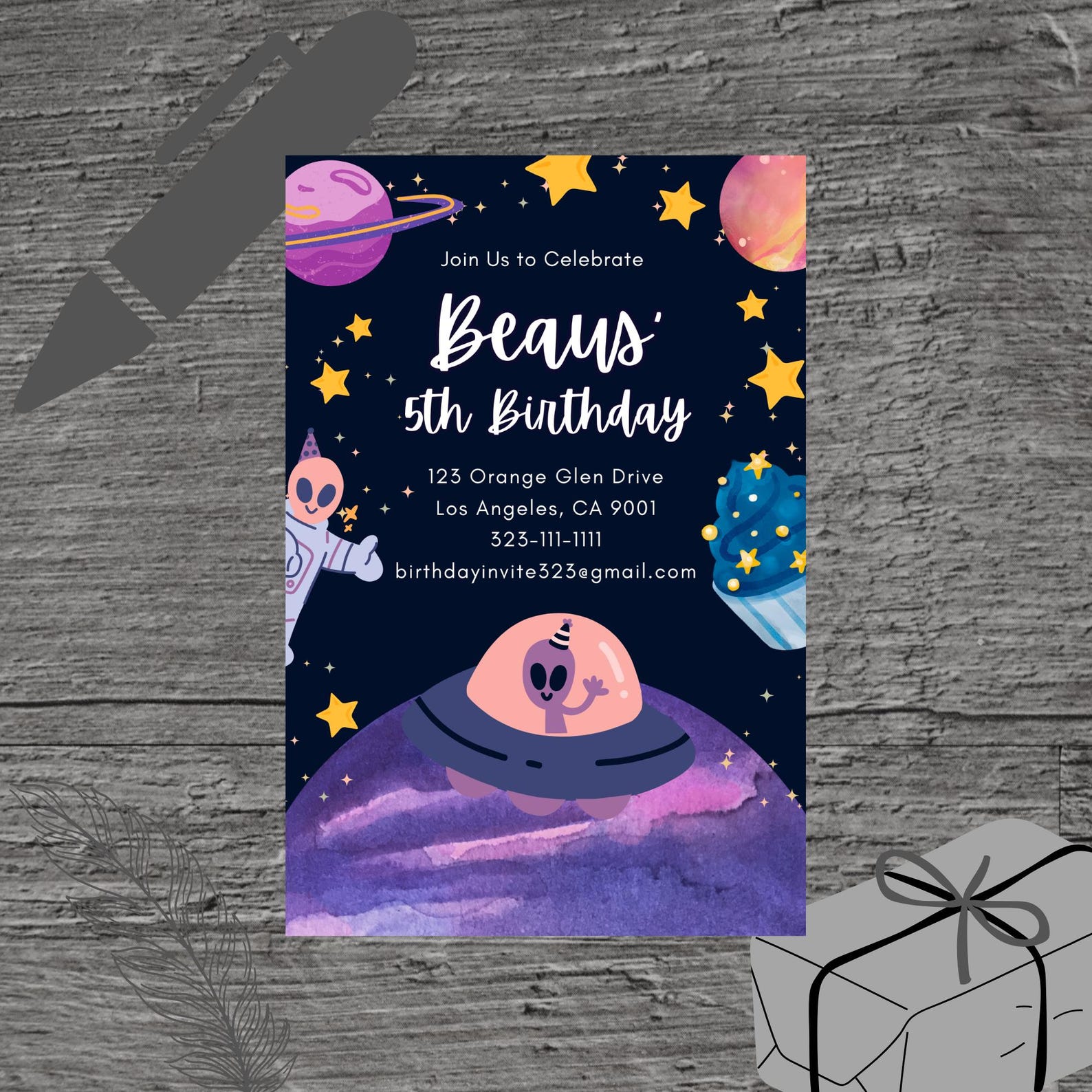 Aliens for Beau Theme Birthday Party Invitation Template, Stranger ...