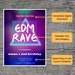 EDM Rave Theme Birthday Party Invitation Template, Nightclub Techno ...