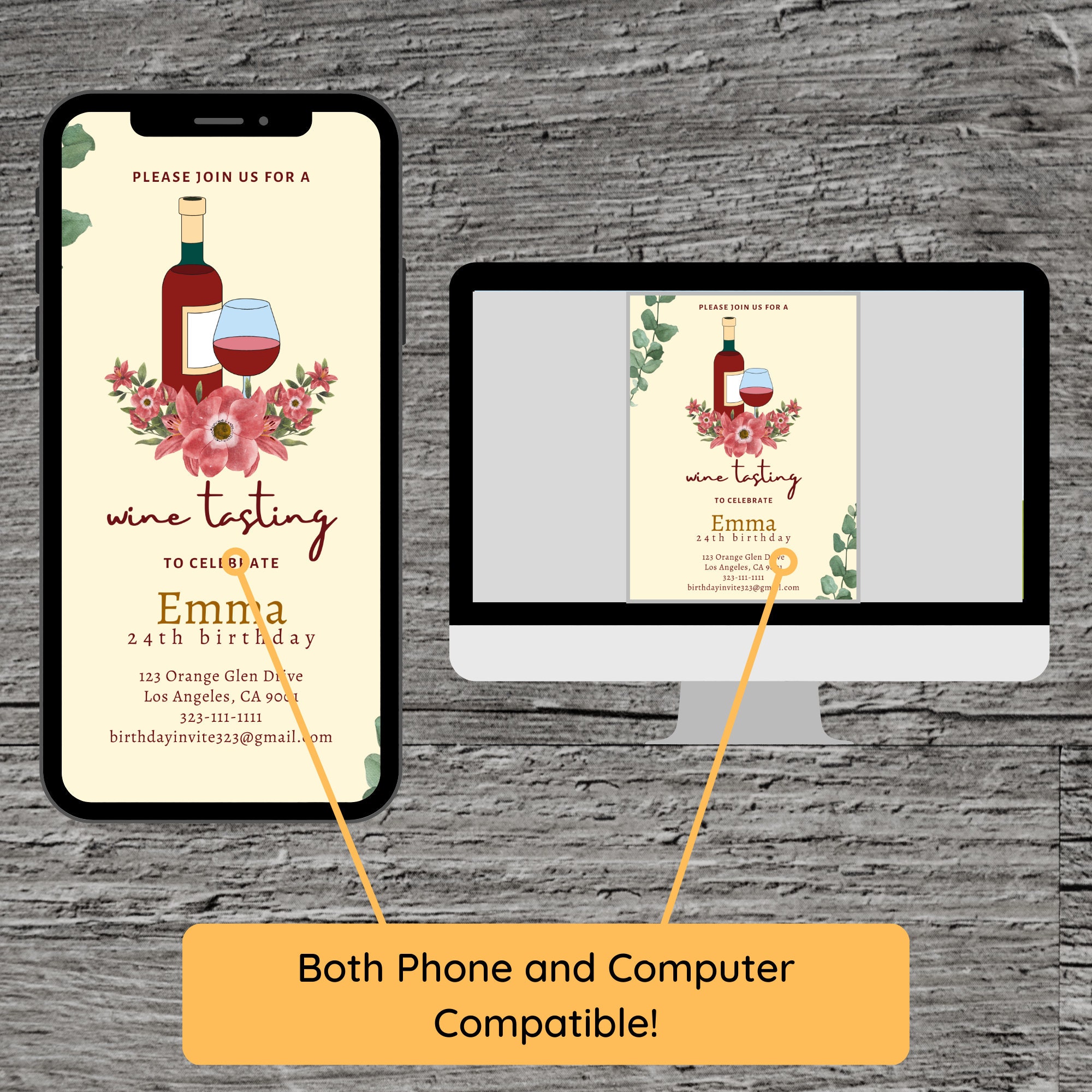 Wine Tasting Birthday Party Invitation, Winery Adult 21+ Drinking Grape ...