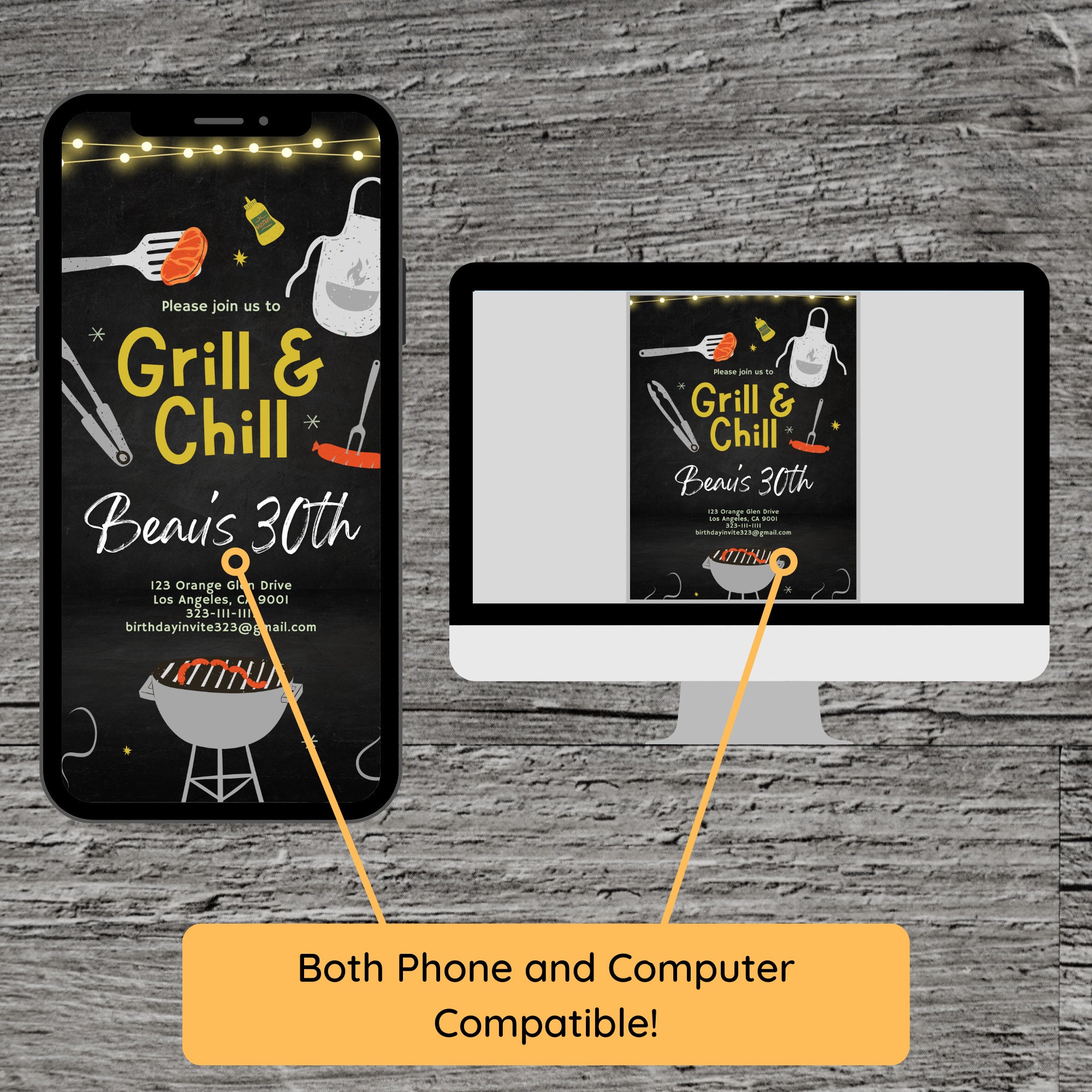 Grill and Chill Theme Birthday Party Invitation Template, Grill ...