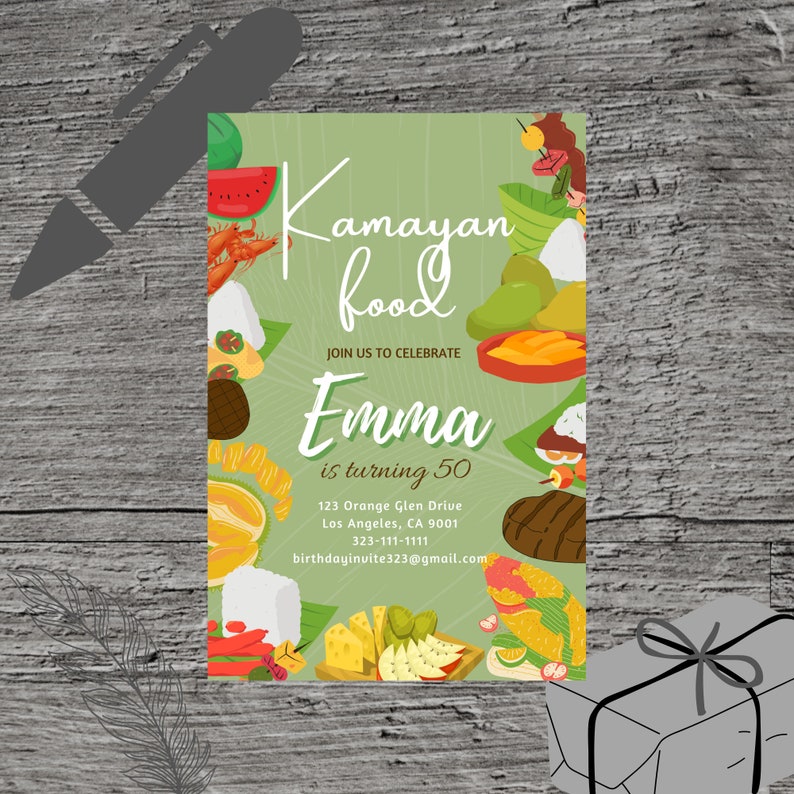 Kamayan Dinner Birthday Party Invitation Menu Asian Filipino - Etsy