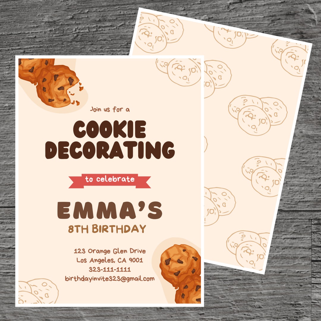 Cookie Decorating for Emma Theme Birthday Party Invitation Template ...