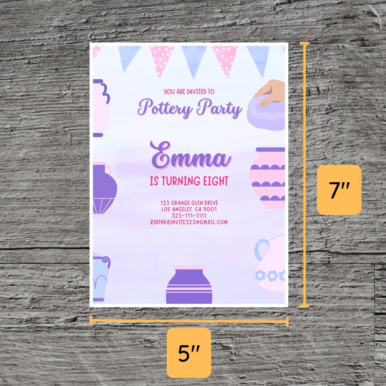 Pottery Theme Birthday Party Invitation, Ceramics Clay Art Kiln Vases ...