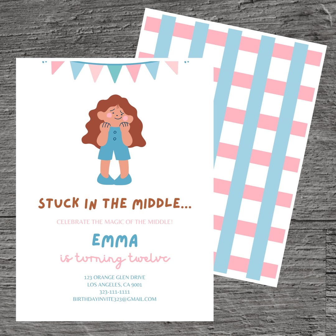 Middle Child Birthday for Emma Theme Birthday Party Invitation Template ...