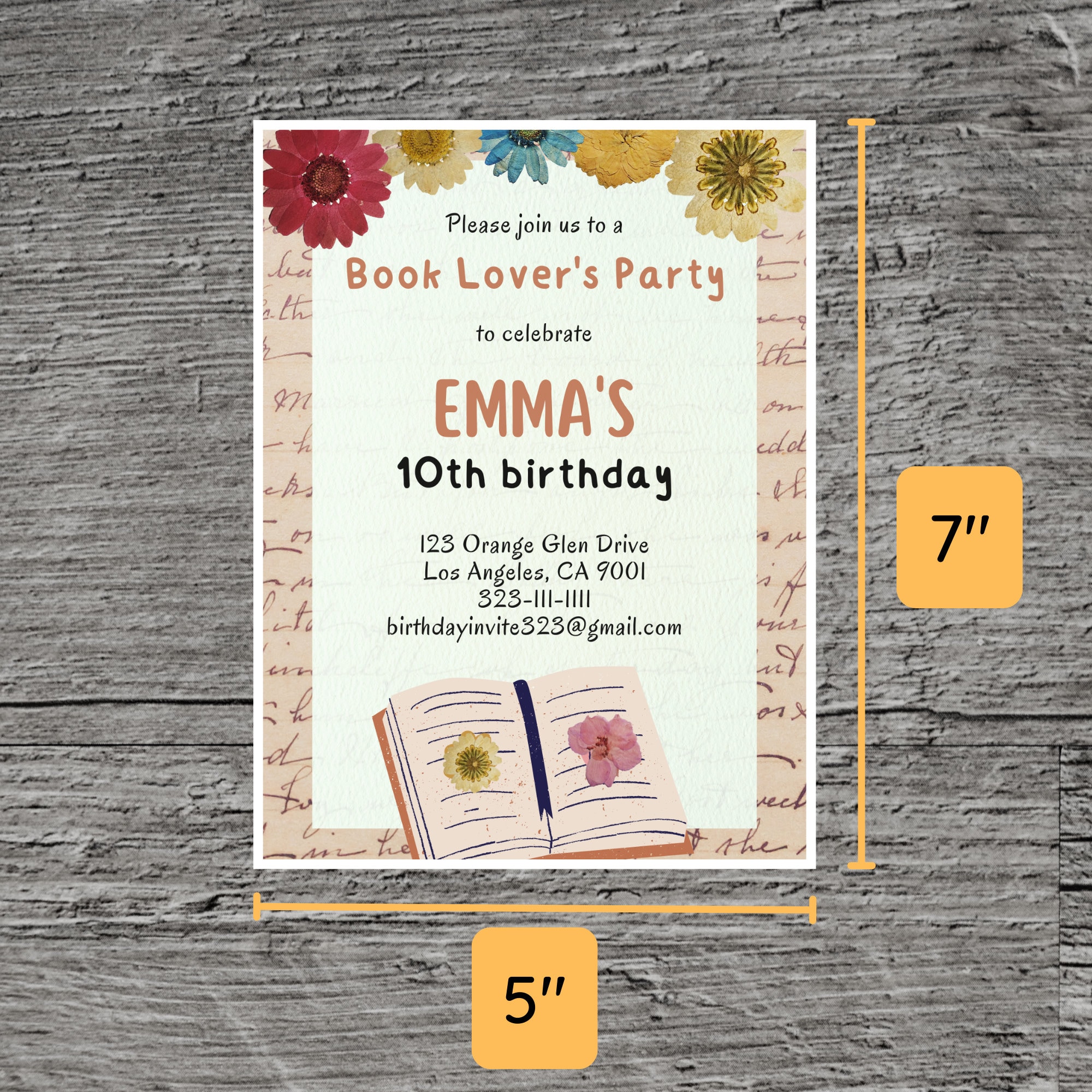 Book Lover Birthday Party Invitation, Story Novels Reading Tale ...
