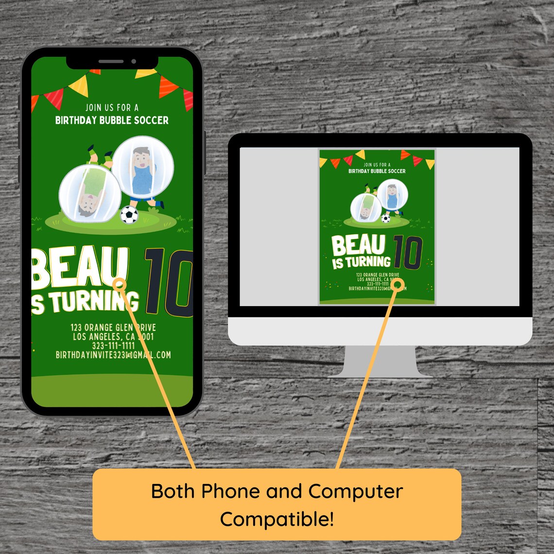 Bubble Soccer for Beau Theme Birthday Party Invitation Template ...