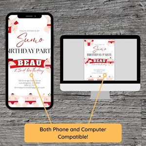 Sumo Theme Birthday Party Invitation, Martial Art Sport Wrestler ...