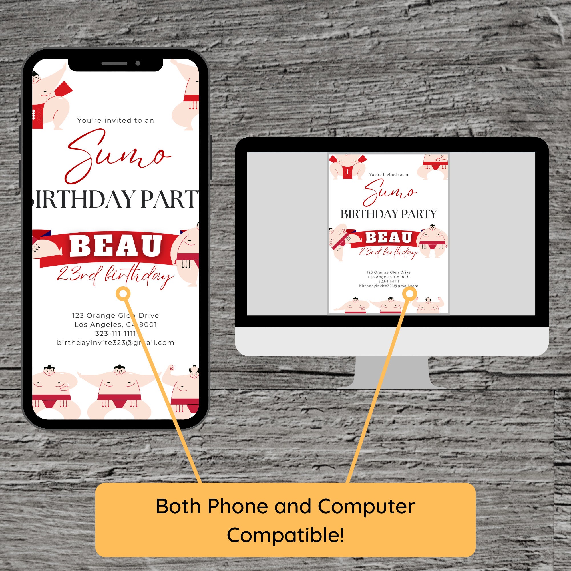 Sumo Theme Birthday Party Invitation, Martial Art Sport Wrestler ...