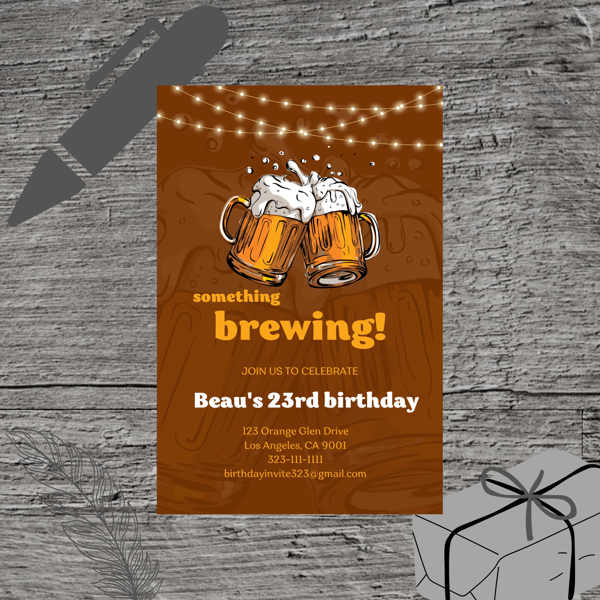 Beer Theme Birthday Party Invitation, Brewery Brews Beer-tasting Suds ...