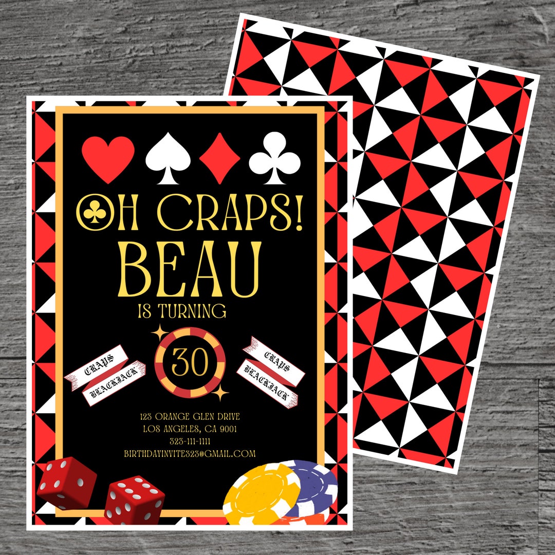Blackjack for Beau Theme Birthday Party Invitation Template, Card Games ...