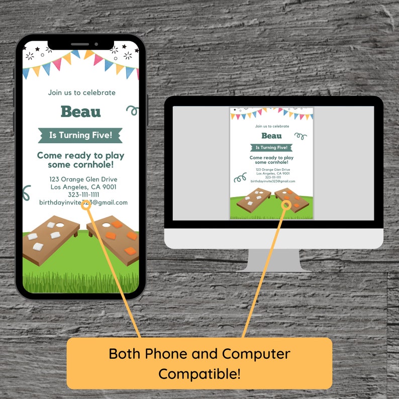 Cornhole (game) for Beau Theme Birthday Party Invitation Template ...