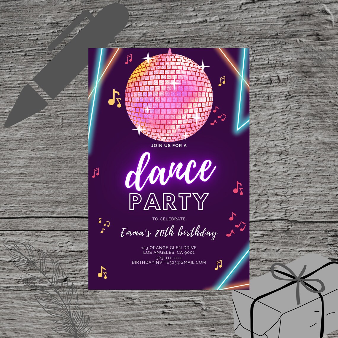 Dance Party Birthday Party Invitation, Music Nightclub Dance Teenagers ...