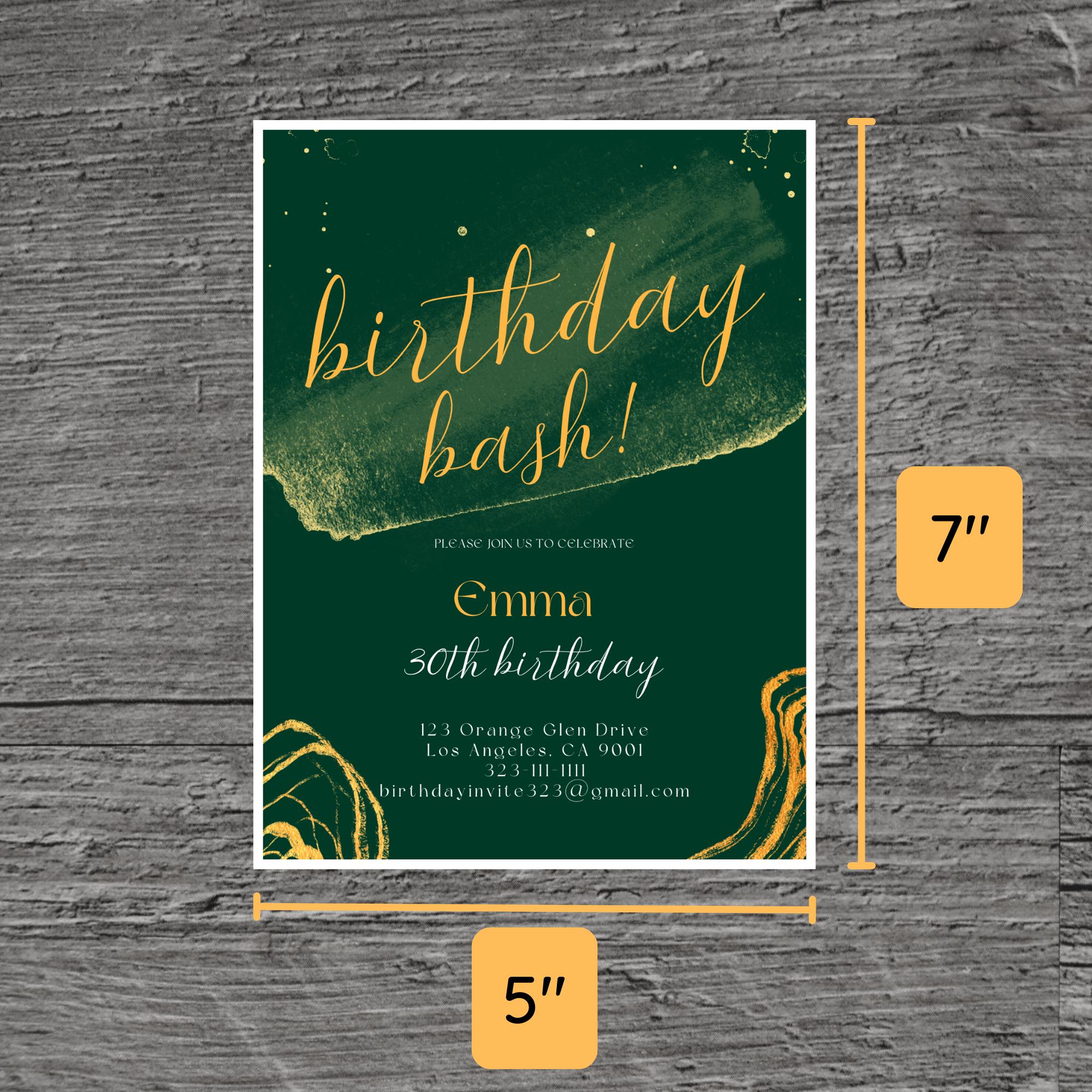 Emerald Birthday for Emma Theme Birthday Party Invitation Template ...